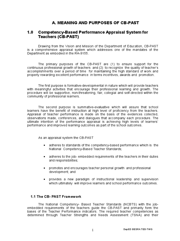 A. Meaning and Purposes of Cb-Past 1.0 Competency-Based Performance ...
