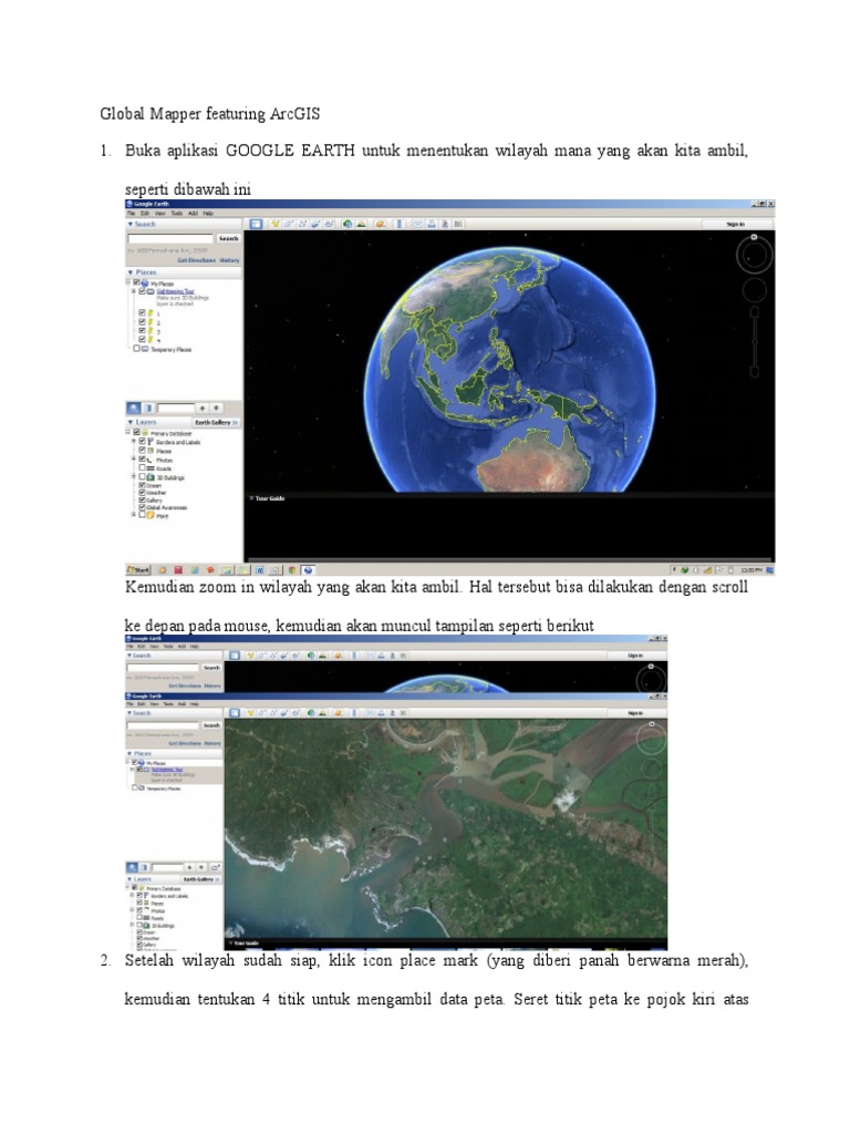 Tutorial Global Mapper Featuring ArcGIS Dan Google Eart | PDF | Metode & Bahan Ajar | Komputer