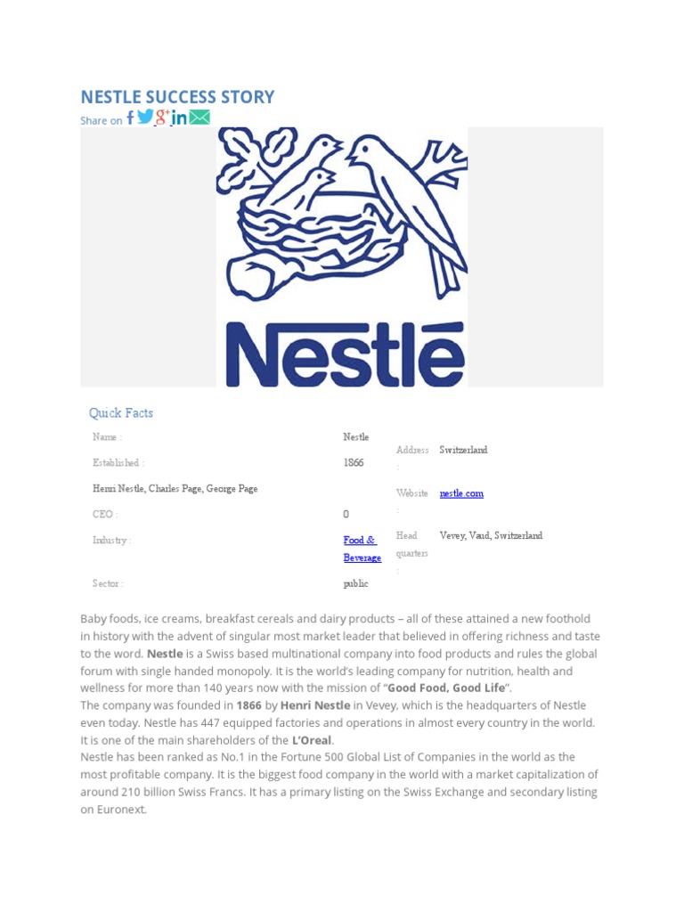 The Global Success Story of Nestle: A Brief History and Overview of the ...