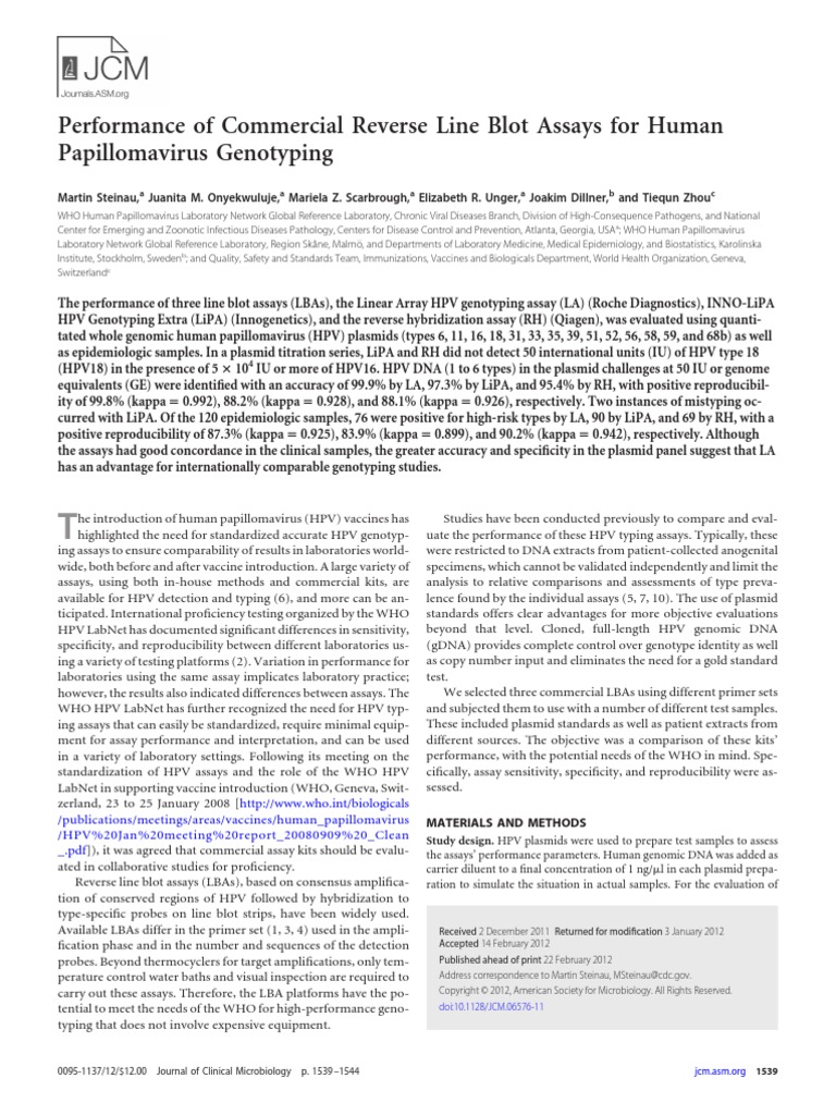 Performance of Commercial Reverse Line Blot Assays For Human ...