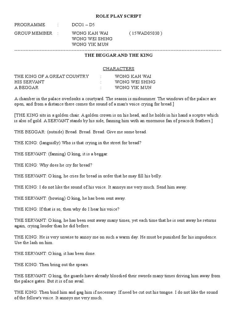 Role Play Script | PDF