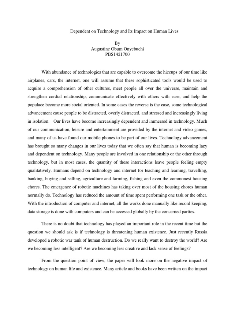 Impact of Technology On Human Life | PDF | Internet | Social Networking ...