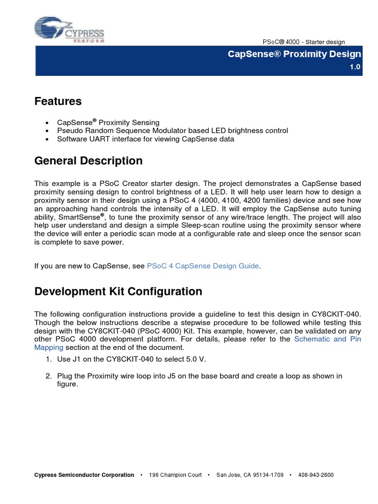 CapSense Proximity Design | PDF | Trademark | Parameter (Computer Programming)