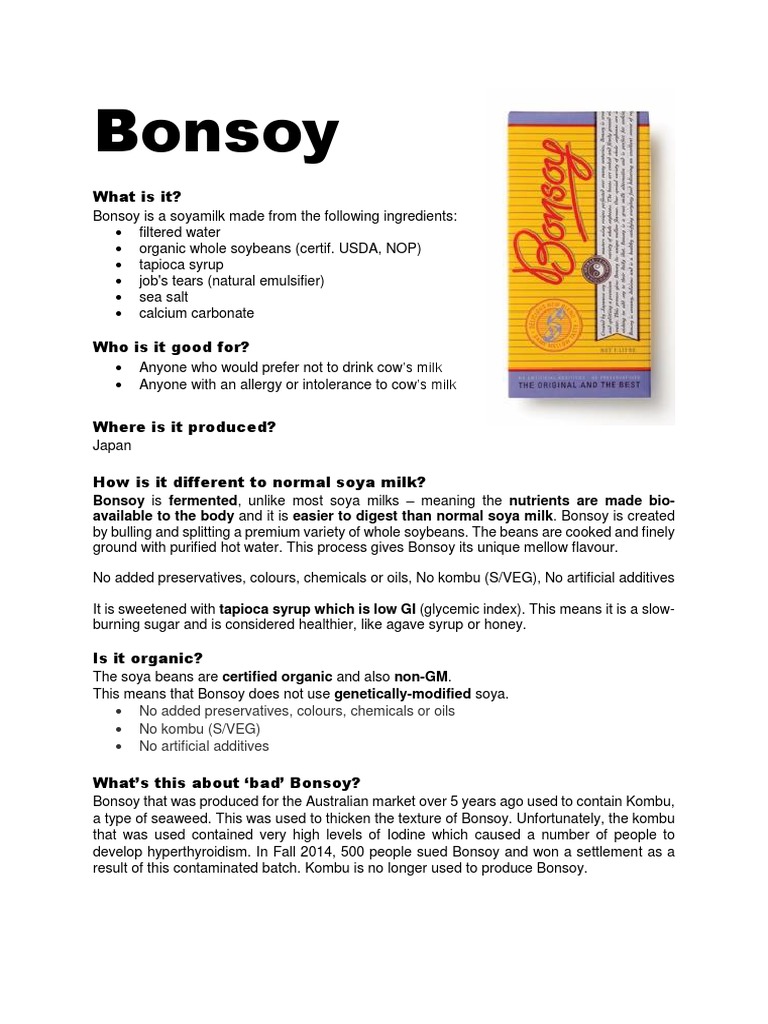 Bonsoy: What Is It? | PDF