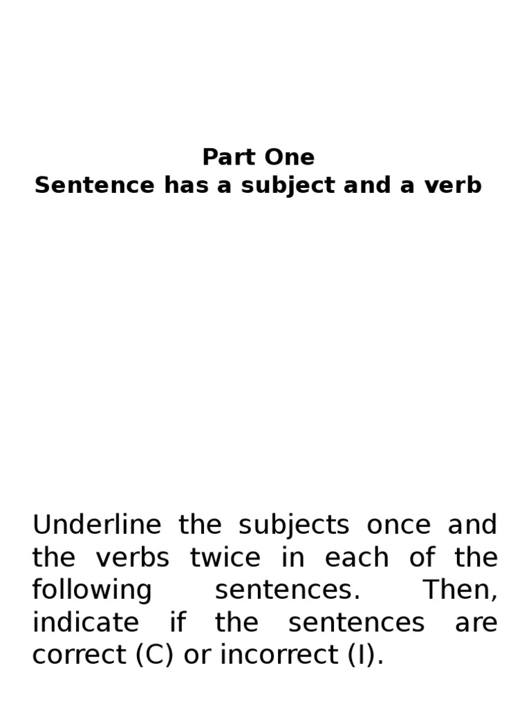 Part One Sentence Has A Subject and A Verb | PDF | Computers