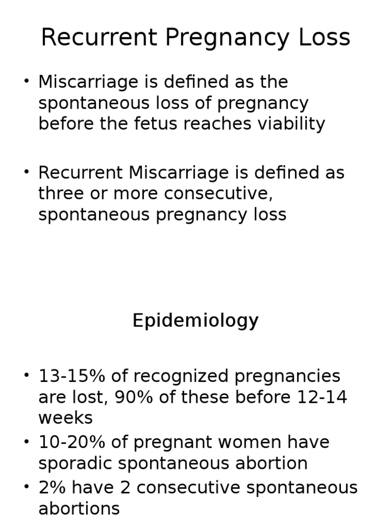 Recurrent Pregnancy Loss Miscarriage Pregnancy