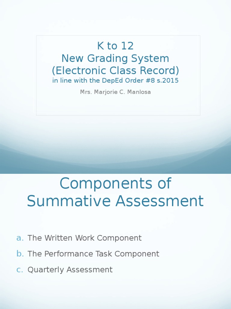 Kto12 New Grading System (Electronic Class Record) : in Line With The ...