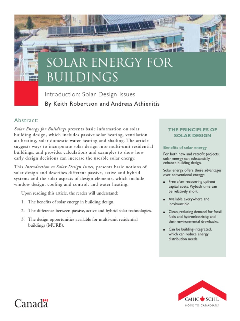 Solar Energy For Buildings | PDF | Technology & Engineering