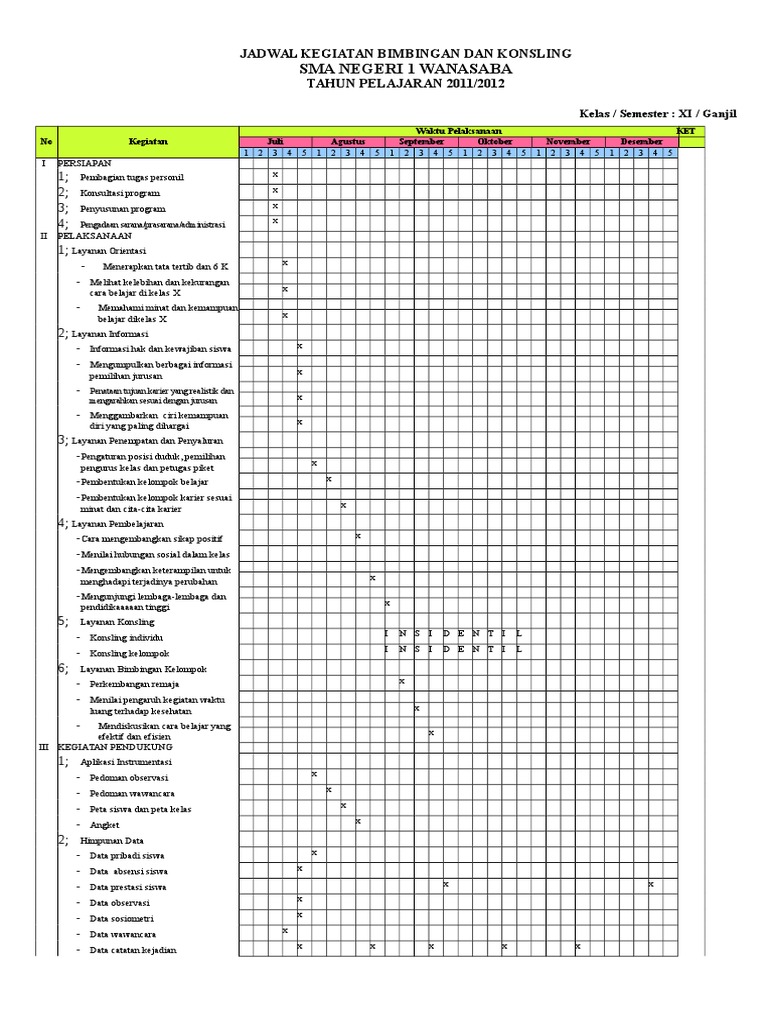 Jadwal Kegiatan BK | PDF