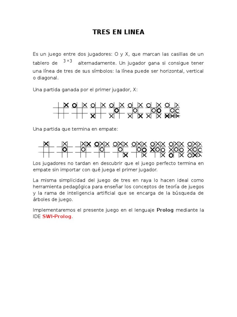 Implementación de Tres en Línea en Prolog | PDF | Juego de azar | Ajedrez