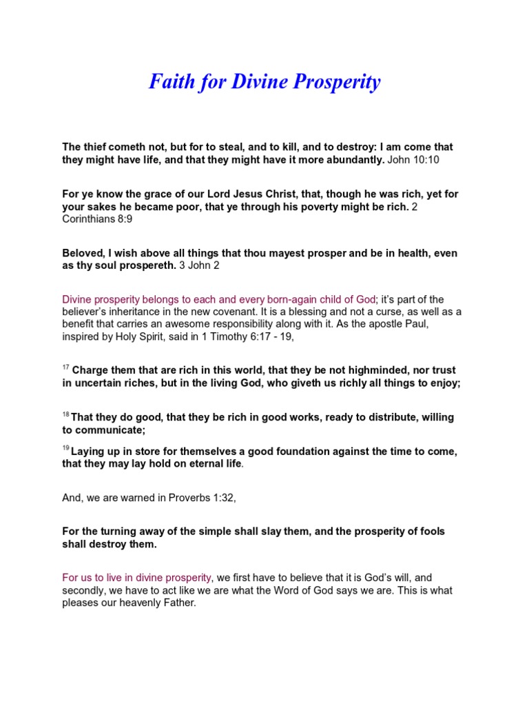 Faith For Divine Prosperity 0104 | PDF | Faith | Divinity
