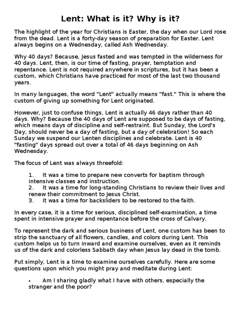 Understanding Lent for Christians | PDF | Lent | Fasting