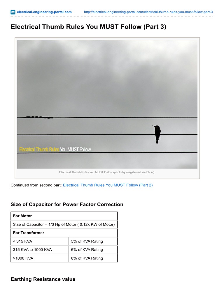 Electrical Thumb Rules You MUST Follow (Part 3) : Size of Capacitor For ...