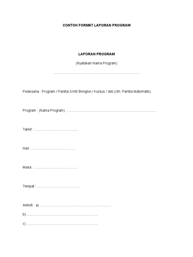Contoh Format Laporan Program | PDF