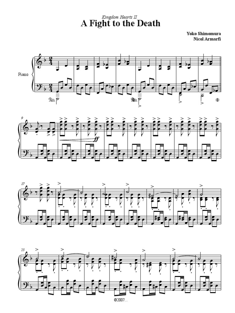 A Fight To The Death (KH2 Sheet Music) | PDF