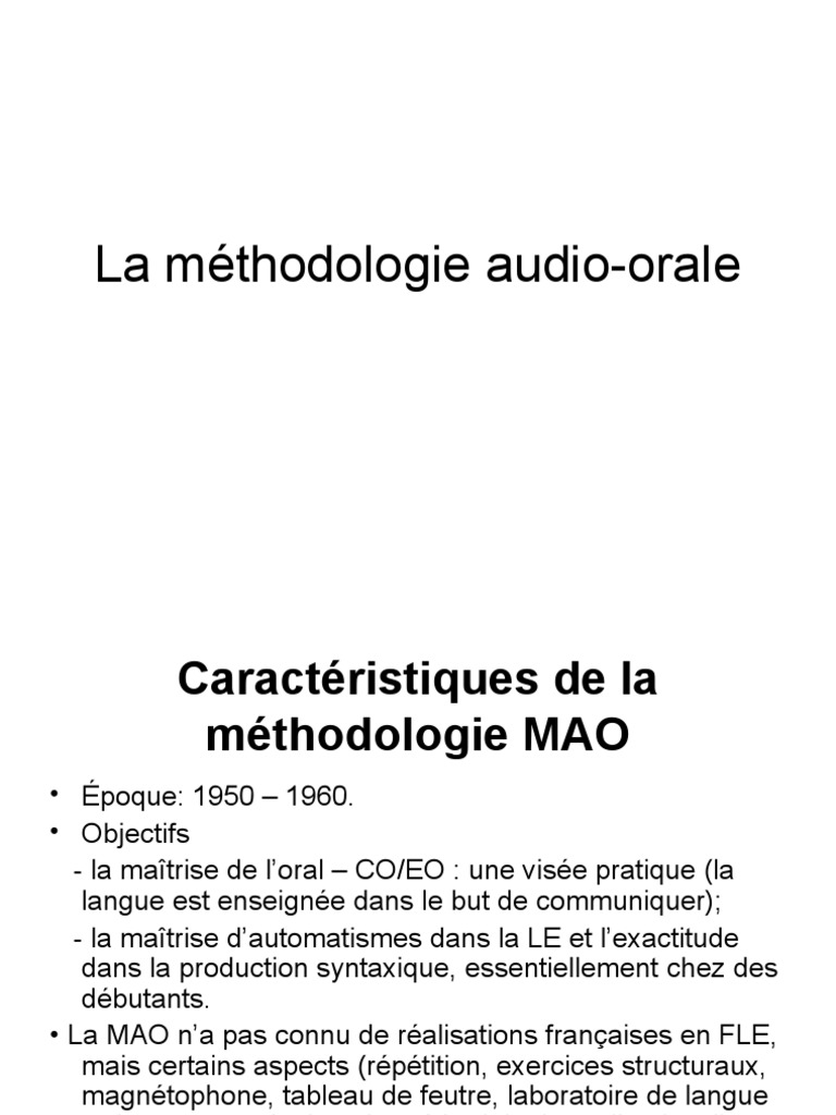 La Méthodologie Audio-Orale | PDF | Apprentissage | Communication humaine