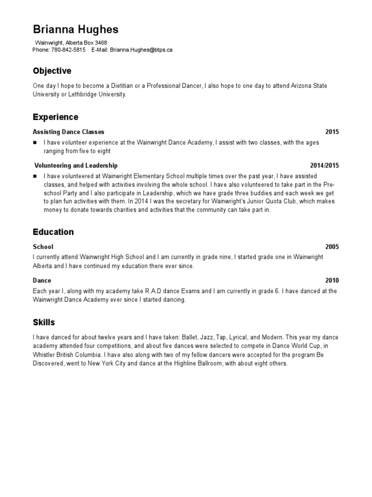 Brianna Resume | PDF | Social Science | Lifestyle