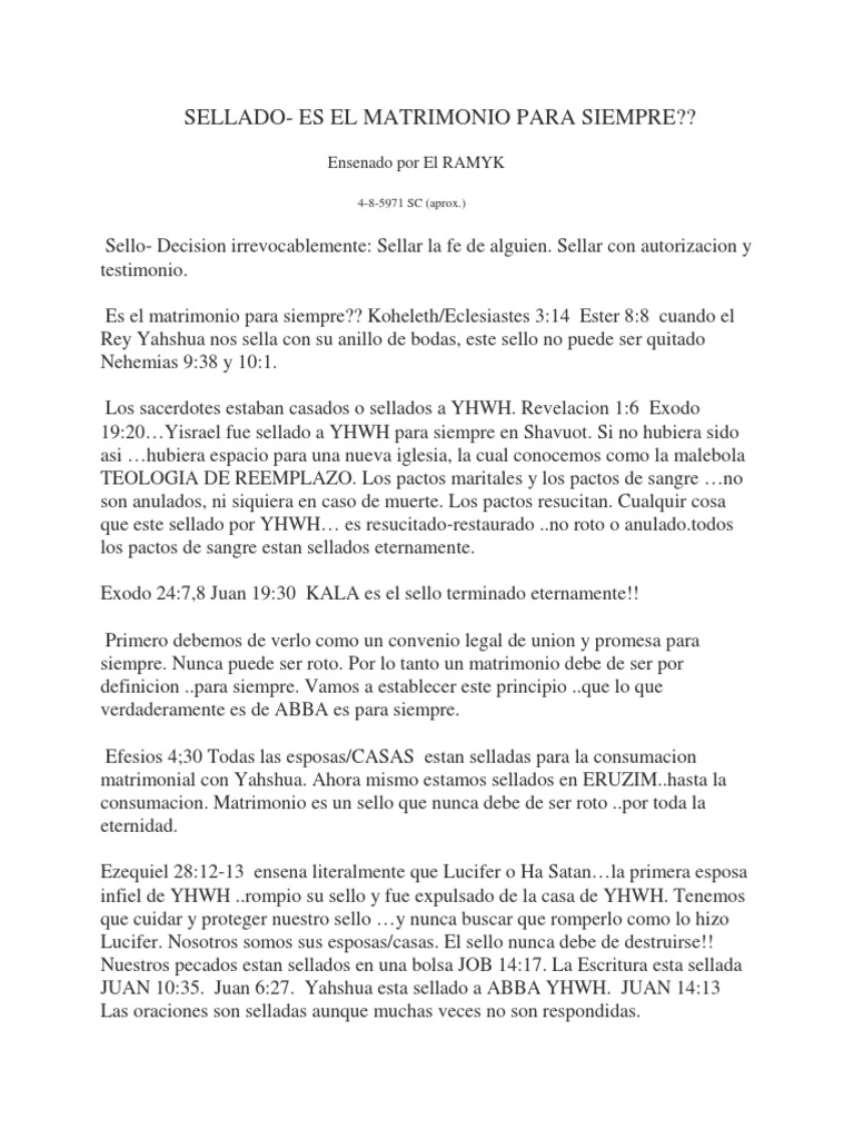 Sellado Es El Matrimonio para Siempre | PDF | Biblia | Creencia religiosa y doctrina