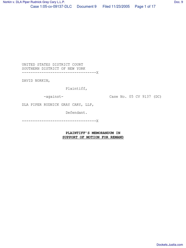 Norkin v. DLA Piper Rudnick Gray Cary L.L.P. - Document No. 9 | PDF ...
