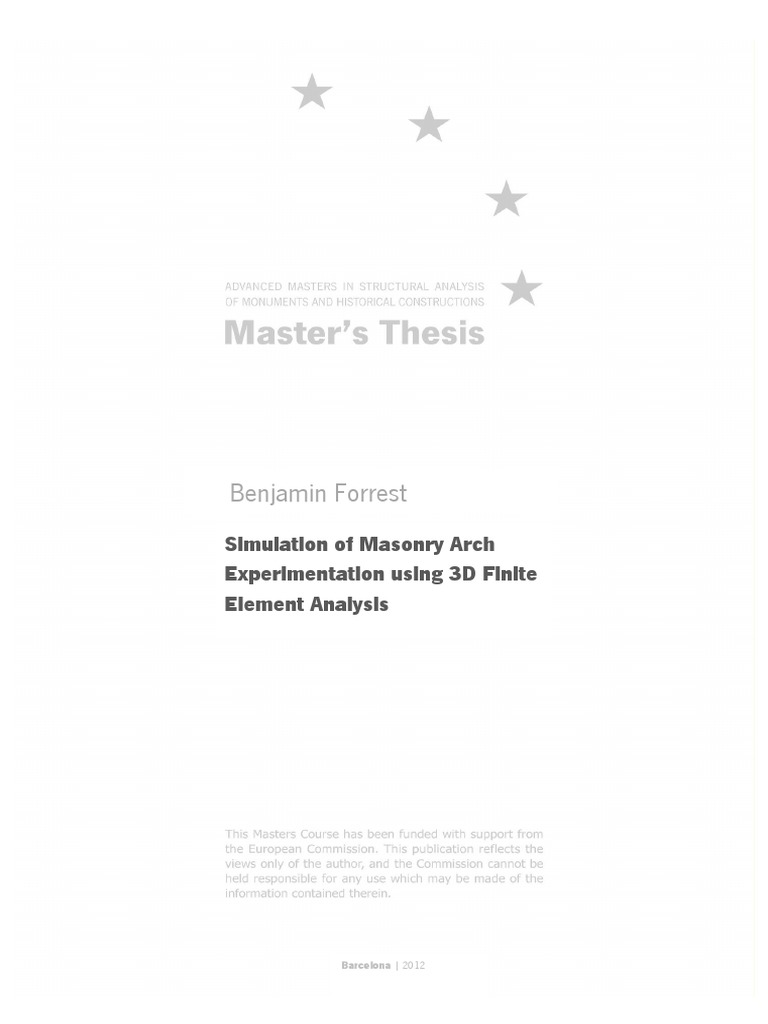 Simulation of Masonry Arch Experimentation Using 3D Finite Element ...
