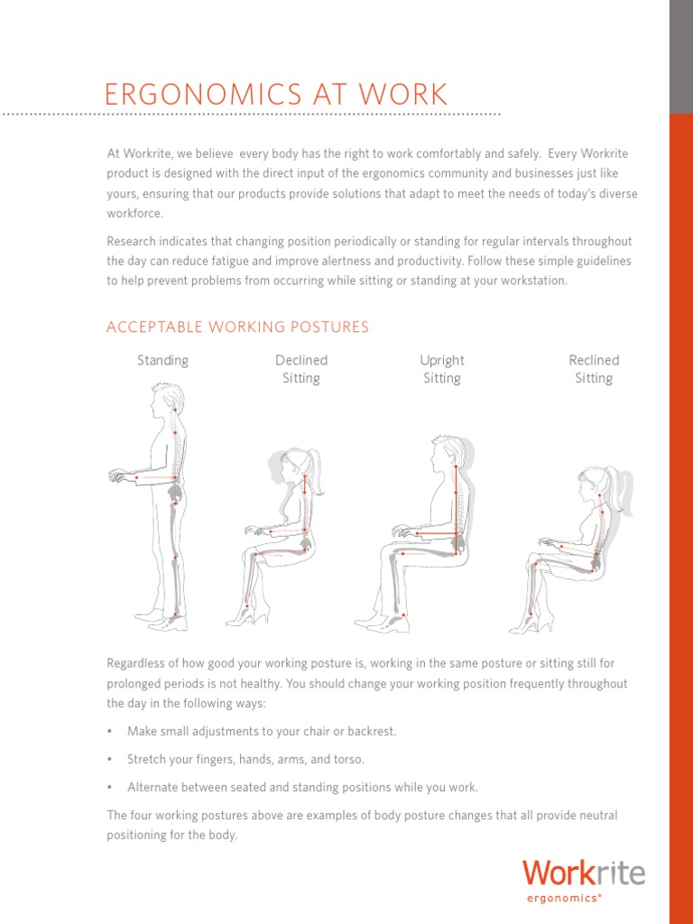 Ergonomics at Work: Reference Postures | PDF | Chair | Computing And ...