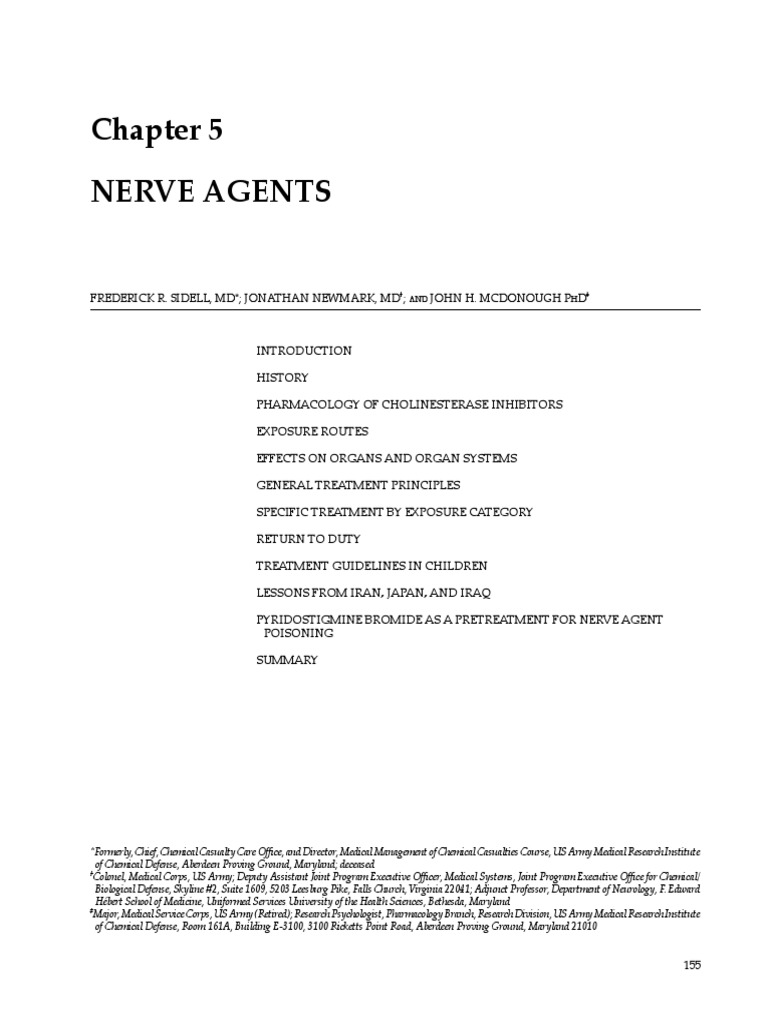 Military Medical Guide to Nerve Agents | PDF | Acetylcholine | Chemical ...