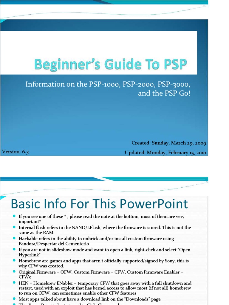 Beginner's Guide To PSP v6 | PDF | Play Station | Play Station 3