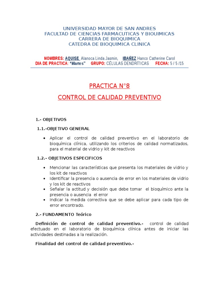 Control de Calidad Preventivo | PDF | Laboratorios | Diagnostico medico