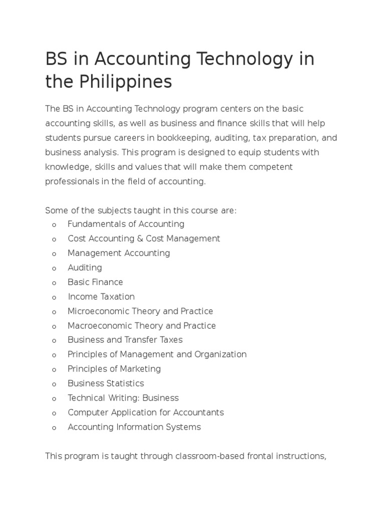 A Comprehensive Overview of the BS in Accounting Technology Program in ...