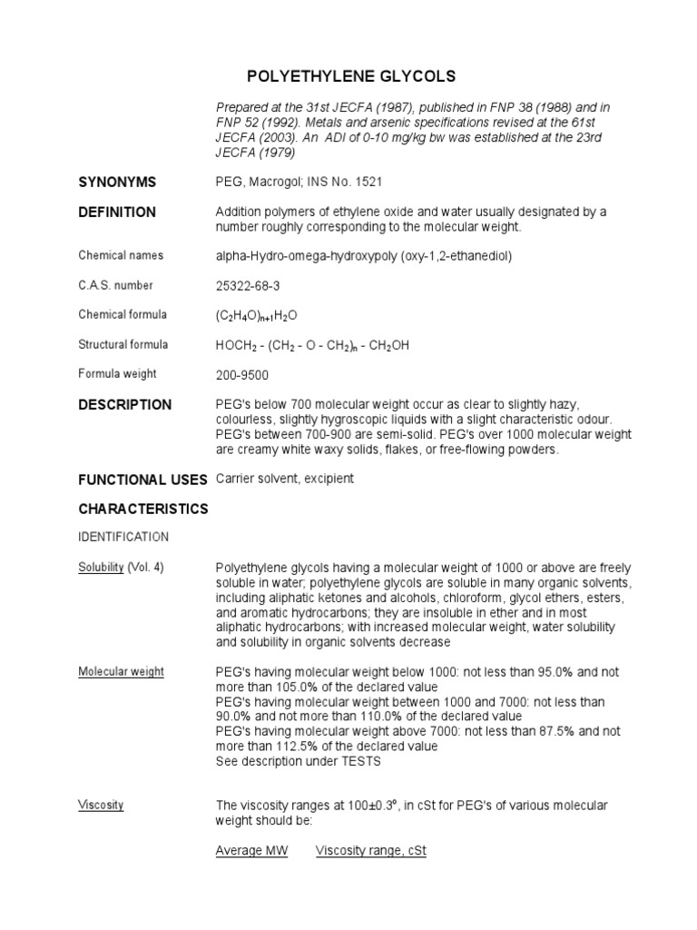 PEG Solubility | PDF | Polyethylene Glycol | Gas Chromatography