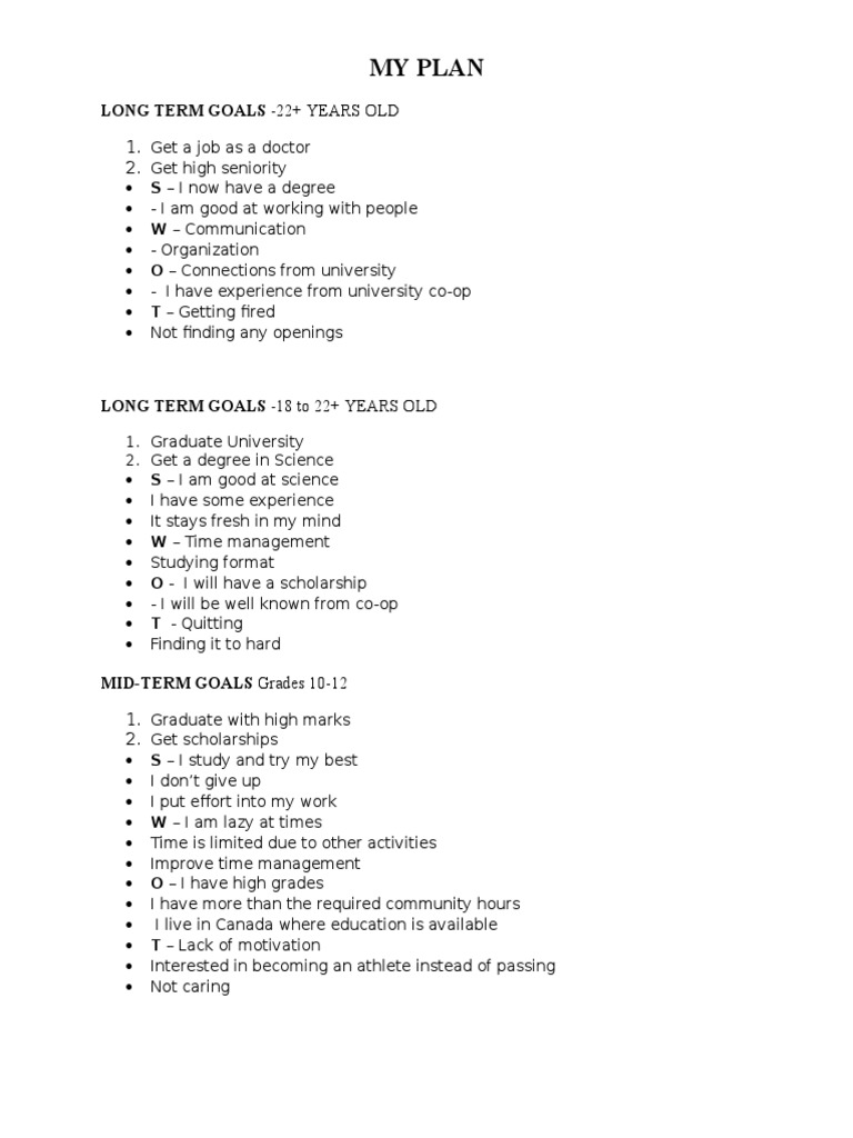 Career and Education Goals Plan | PDF
