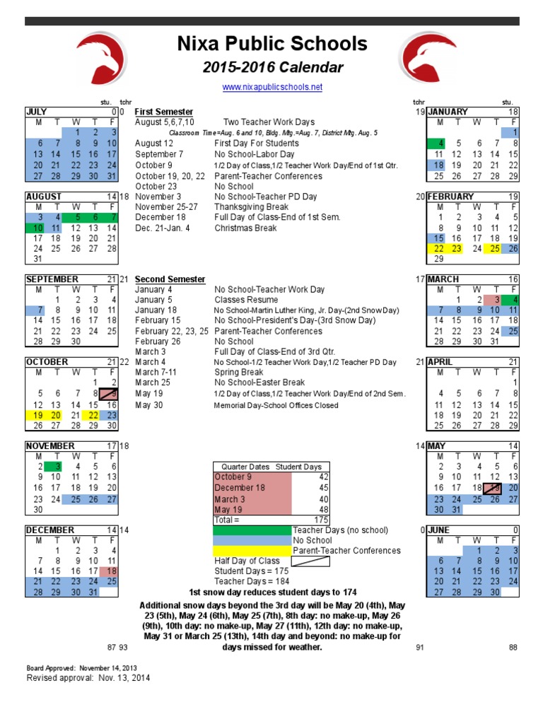 School Calendar 2015-2016 | PDF