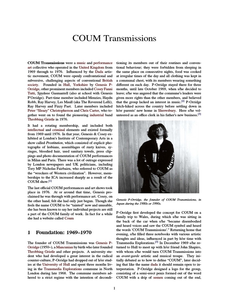 COUM Transmissions | PDF | Entertainment (General) | Arts (General)