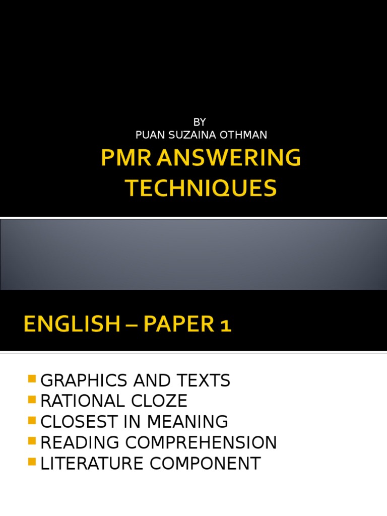 PMR Answering Techniques | PDF | Language Arts & Discipline | Self ...