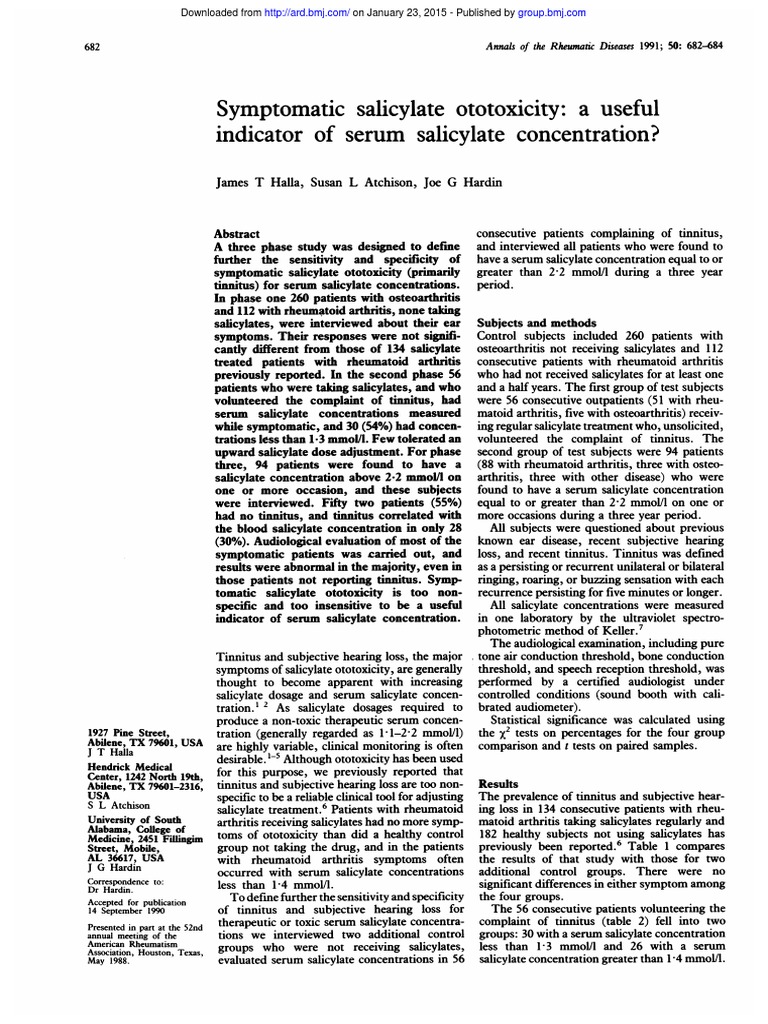 Ann Rheum Dis 1991 Halla 682 4 | PDF | Tinnitus | Osteoarthritis