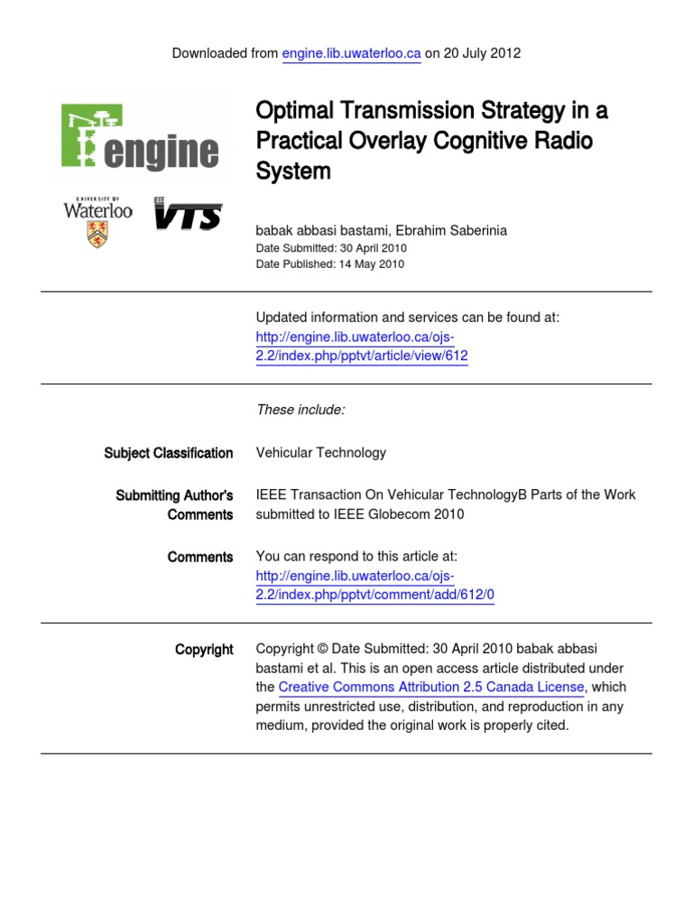 Optimal Transmission Strategy in A Practical Overlay Cognitive Radio ...