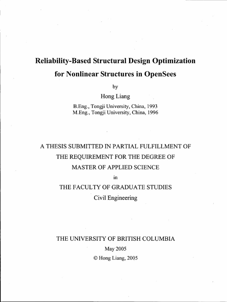Reliability Based Structural Design Optimization For Nonlinear Structures In Opensees Pdf
