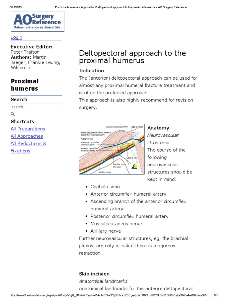 Proximal Humerus - Approach - Deltopectoral Approach To The Proximal ...
