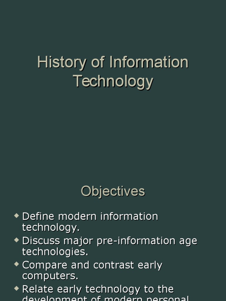 History of Information Technology | PDF | Information Technology ...