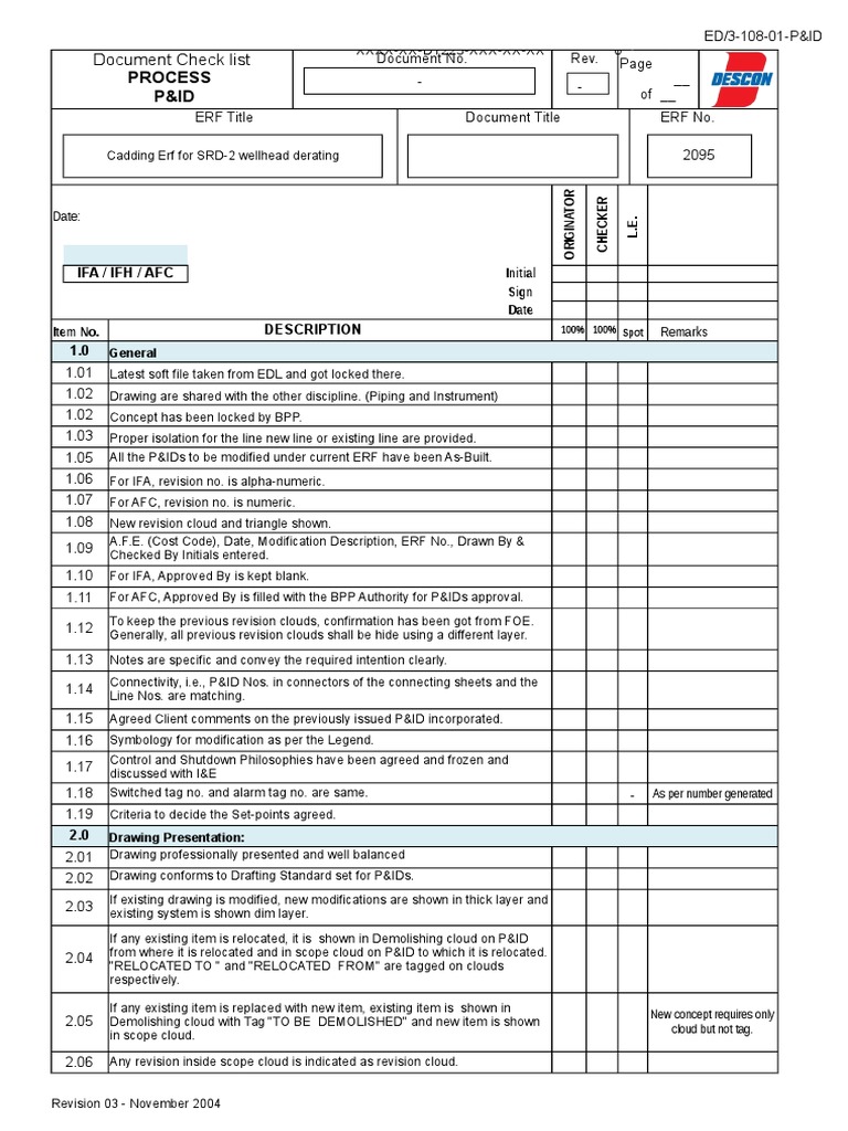 Process CheckLists P&ID Rev 3 | PDF | Valve | Pipe (Fluid Conveyance)