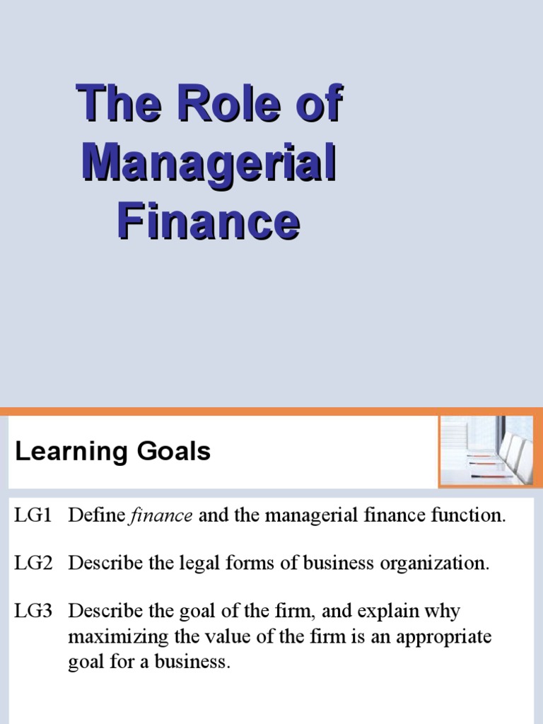 Lecture - 01 - Role of Financial Management | PDF | Corporate ...