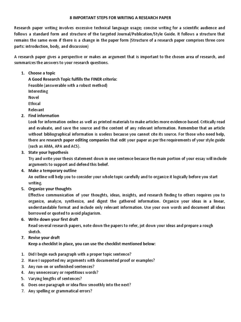 8 Steps to Write a Research Paper | PDF | Academic Publishing | Editing