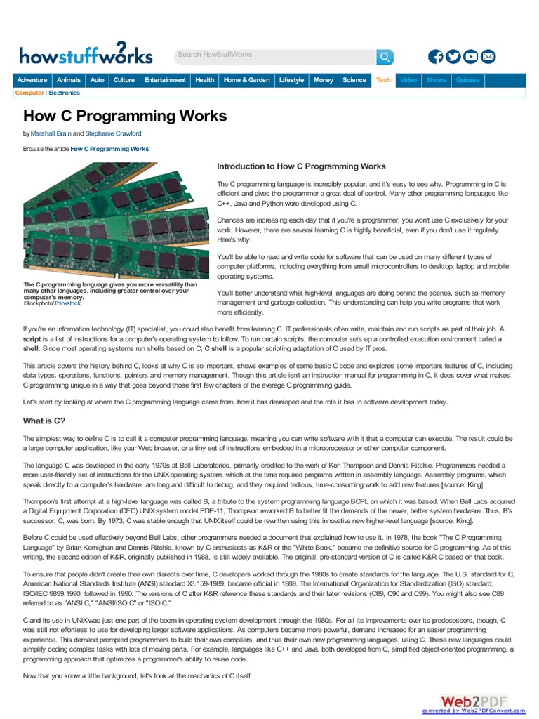 C Programming First Part Pdf C Programming Language Subroutine 