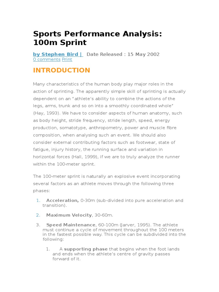 Sports Performance Analysis | PDF | Muscle | Sports