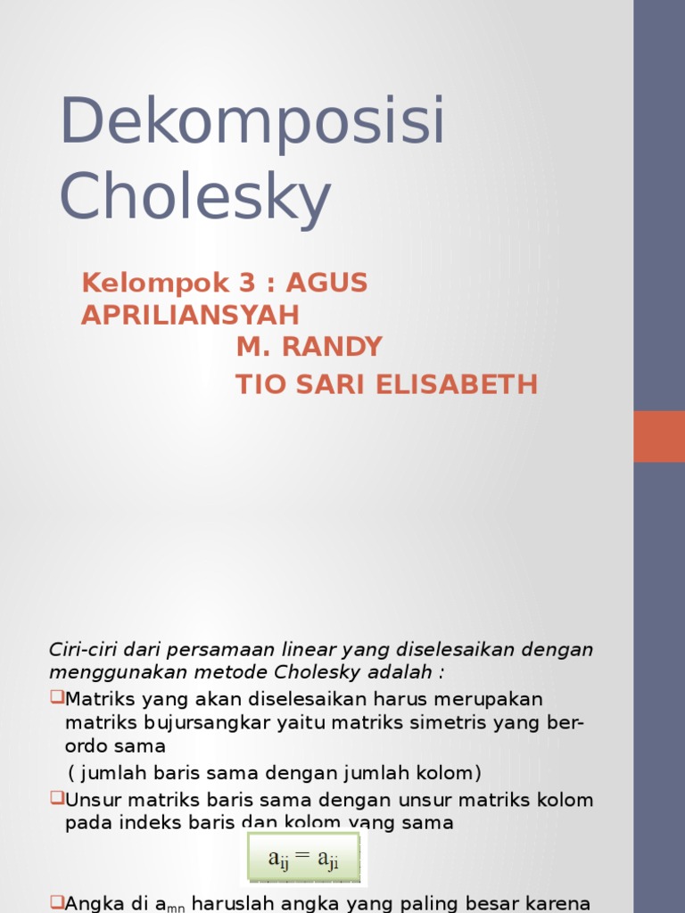 Dekomposisi Cholesky | PDF