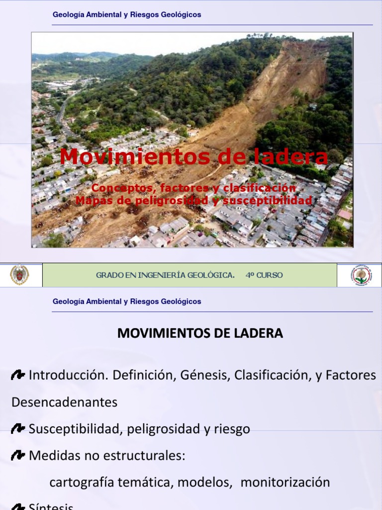 Movimientos de Ladera: Definición y Clasificación | PDF | Mapa | Geología