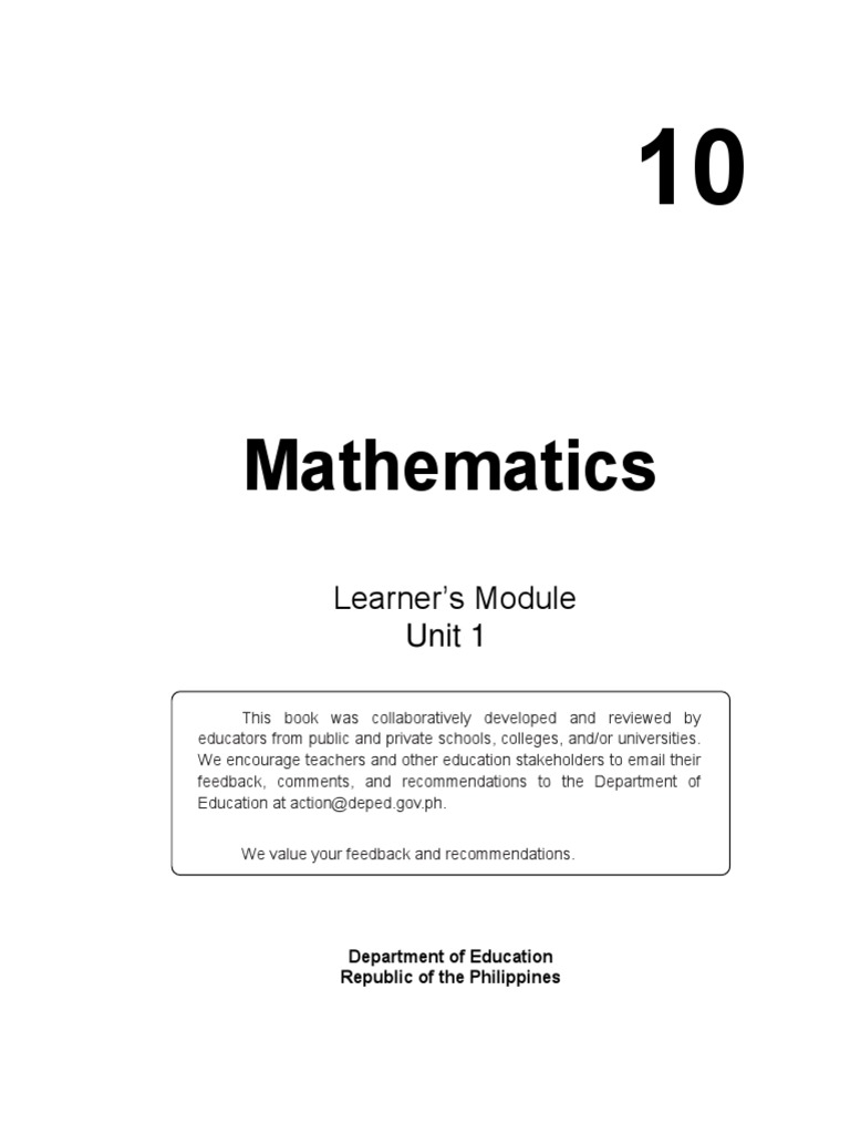 Math 10 Learning Module | PDF | Sequence | Summation