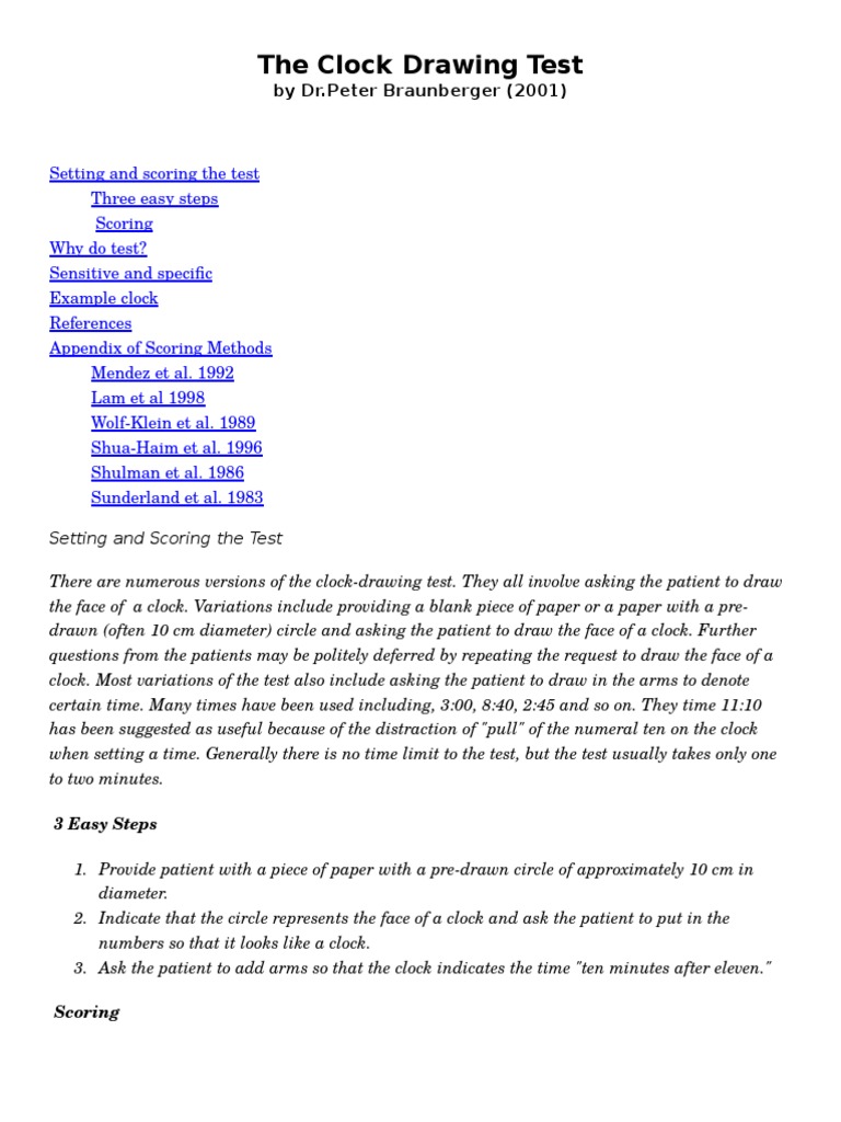 The Clock Drawing Test | PDF | Dementia | Nervous System