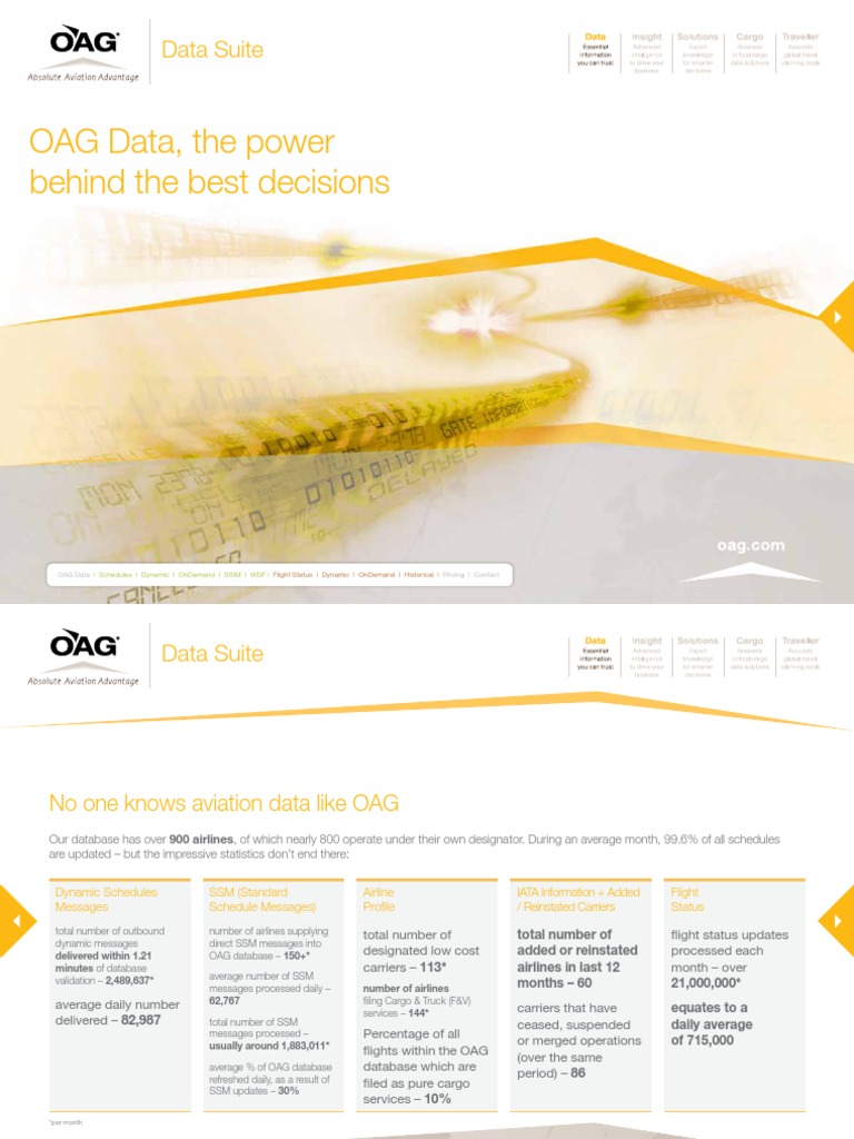 OAG Data Suite E-Brochure | Download Free PDF | Airlines | Business