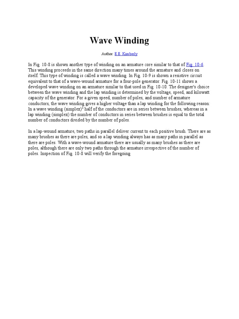 Wave Winding in DC Generators | PDF | Science & Mathematics ...